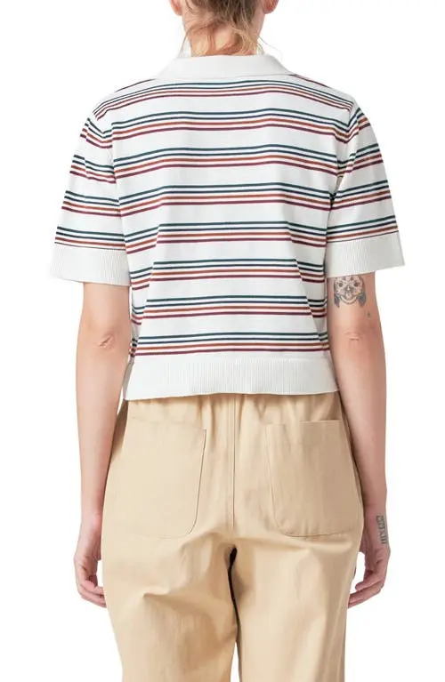 GREY LAB Stripe Short Sleeve Polo Sweater