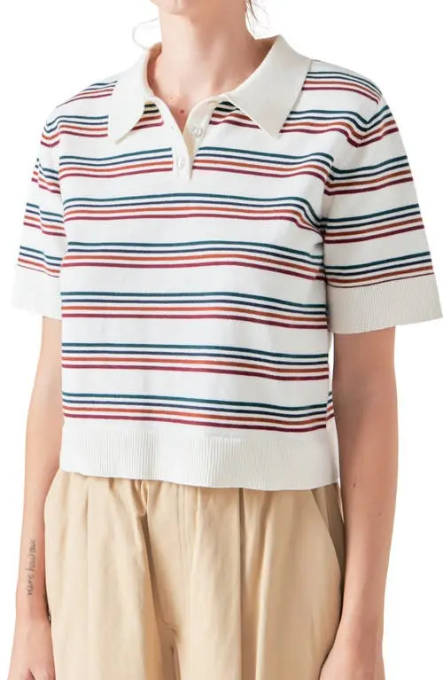 GREY LAB Stripe Short Sleeve Polo Sweater
