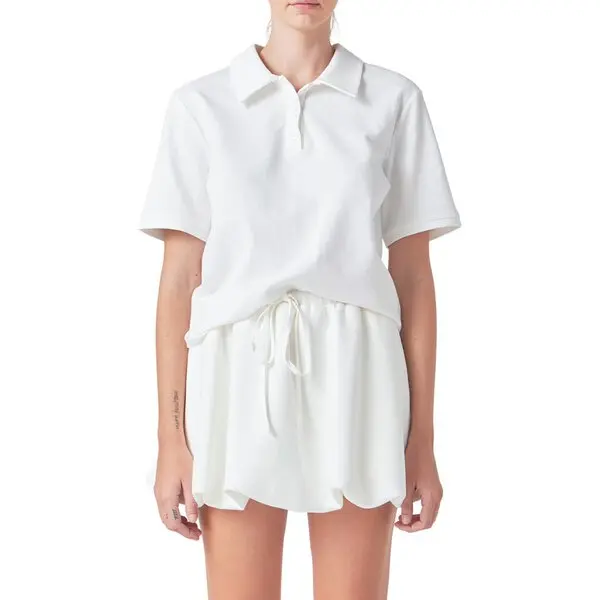 GREY LAB Cotton Piqué Polo Shirt - White
