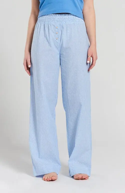 PEACHAUS Chicory Striped Woven-cotton Pajama Pants - Mountain Blue