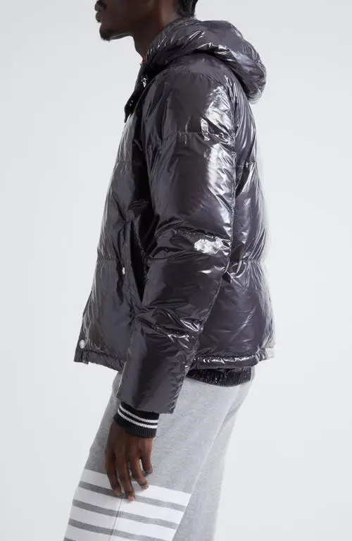 Thom Browne Colorblock Down Puffer Jacket With Removable Hood - Light Grey