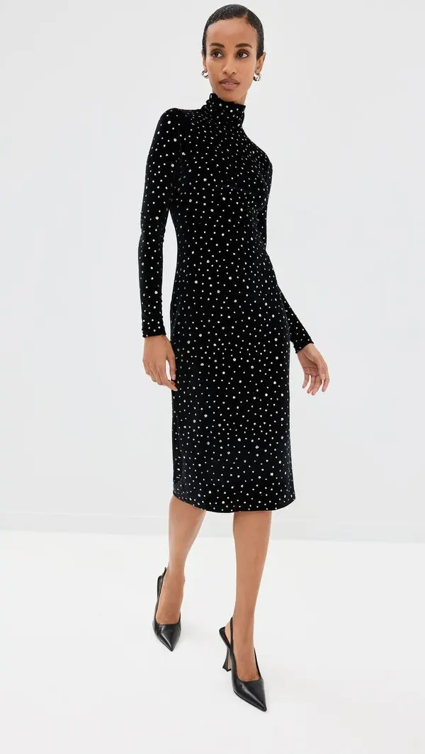 Prabal Gurung Velvet Turtleneck Dress In Black/Silver - 70% Off |  Editorialist