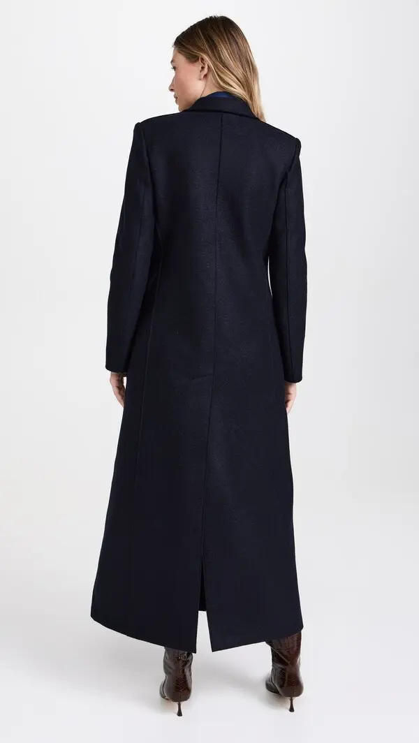 Harris Wharf London Long Pressed Wool Tailored Coat - Navy Blue