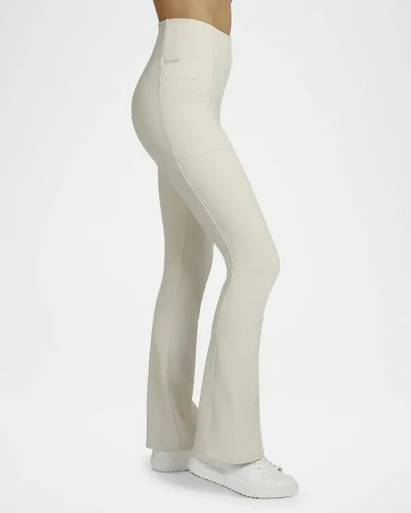 Blanc Noir Directional Rib Bootcut Pants - Chalk