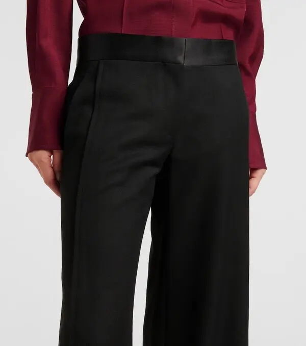 Victoria Beckham Side Panel Wool-blend Wide-leg Trousers