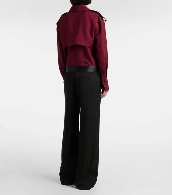 Victoria Beckham Side Panel Wool-blend Wide-leg Trousers