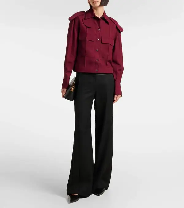 Victoria Beckham Side Panel Wool-blend Wide-leg Trousers