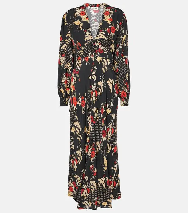 Rixo Trula Floral Maxi Dress - Black