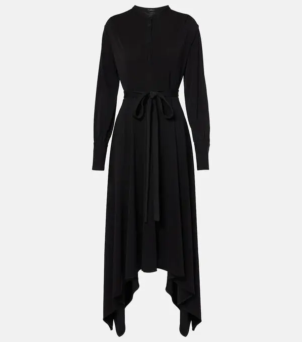 JOSEPH Asymmetric Jersey Midi Dress - Black