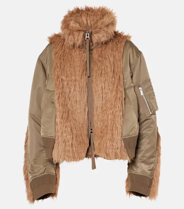 Sacai Faux Fur And Technical Jacket