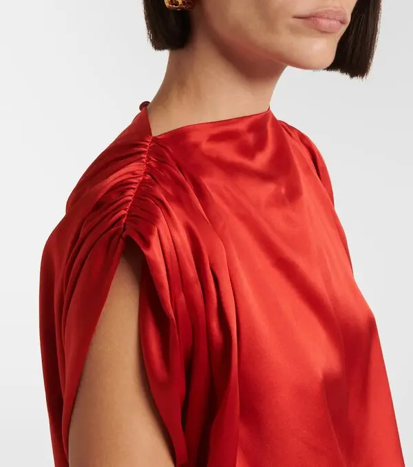 THE SEI Gathered Silk Satin Crop Top