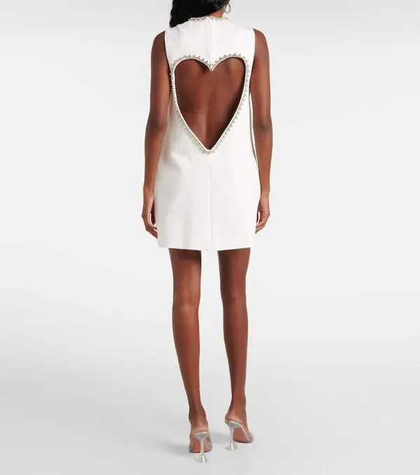 AREA Embellished Mini Dress - White