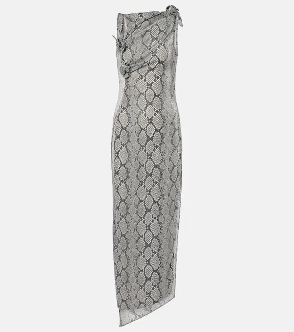 Coperni Snake-effect Asymmetric Maxi Dress - Grey