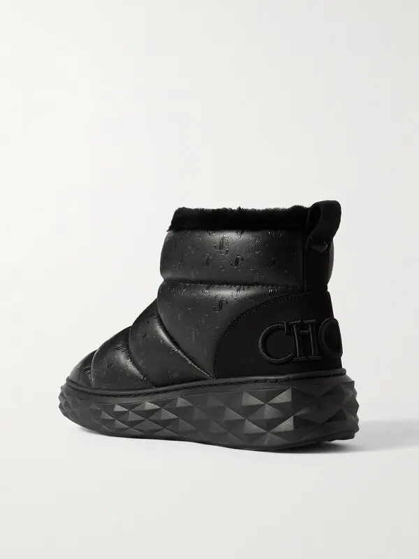 JIMMY CHOO Xan Shearling-lined Leather Boots - Black