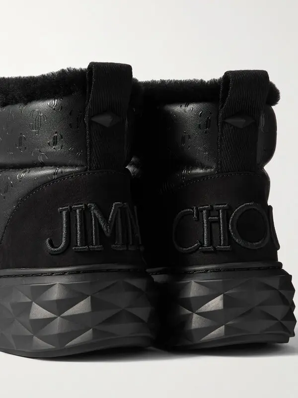 JIMMY CHOO Xan Shearling-lined Leather Boots - Black