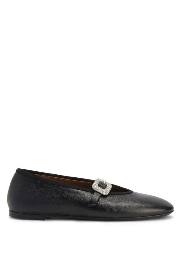 GIUSEPPE ZANOTTI Georgia Buckle Leather Ballet Flats