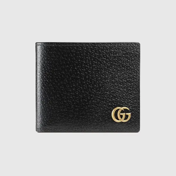 Gucci Gg Marmont Bi-fold Card Case Wallet Leather - Gold