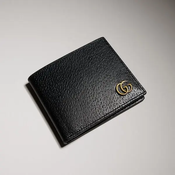 Gucci Gg Marmont Bi-fold Card Case Wallet Leather - Gold