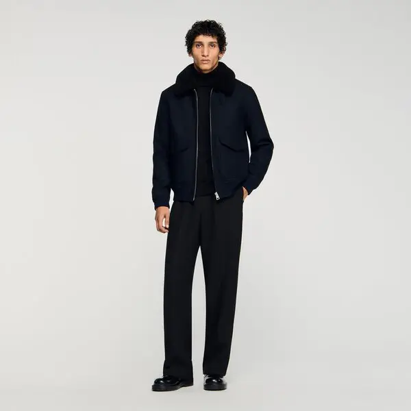 Sandro Zip-up Jacket - Navy Blue