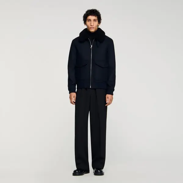 Sandro Zip-up Jacket - Navy Blue