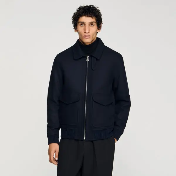 Sandro Zip-up Jacket - Navy Blue