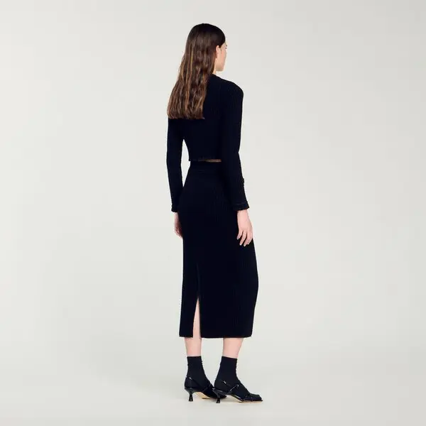 Sandro Velvet Knit Midi Skirt