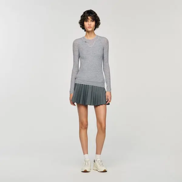 Sandro Wool Layered-effect Sweater - Grey