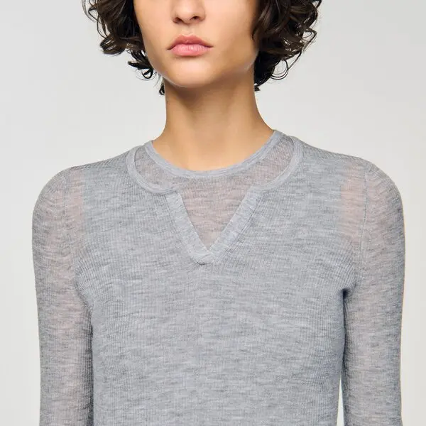 Sandro Wool Layered-effect Sweater - Grey