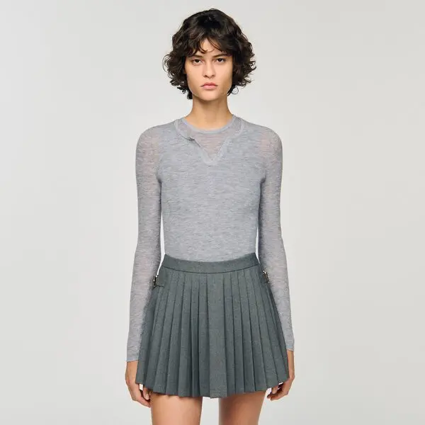 Sandro Wool Layered-effect Sweater - Grey
