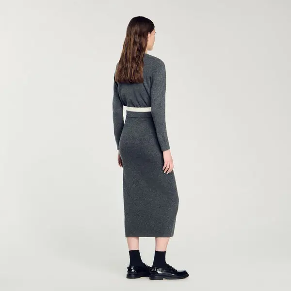 Sandro Maxi Double Waistband Knit Skirt