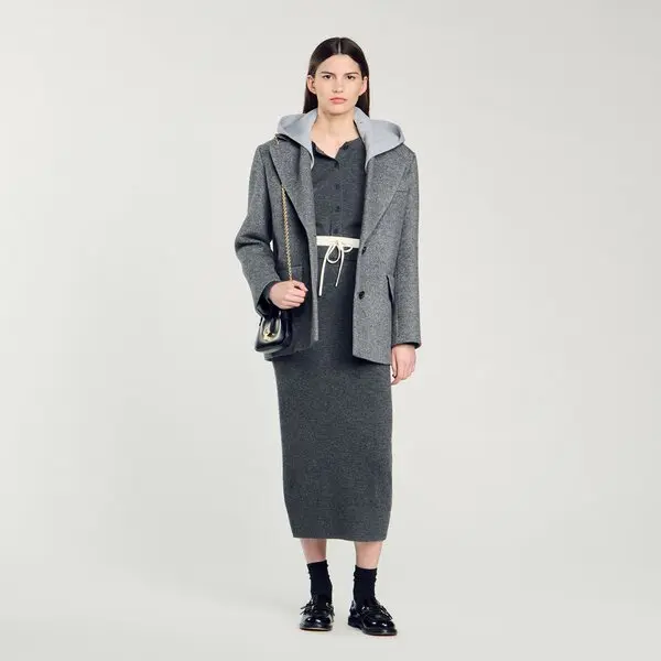 Sandro Maxi Double Waistband Knit Skirt
