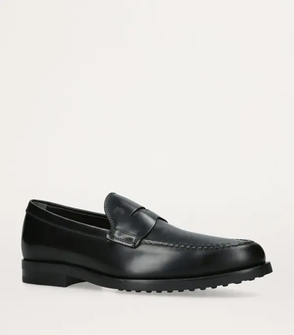 TOD'S Leather Gomma Loafers - Black