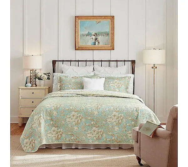 Laura Ashley Brompton Green Full Queen Quilt-sham Set - One-color