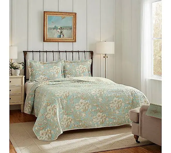 Laura Ashley Brompton Green Full Queen Quilt-sham Set