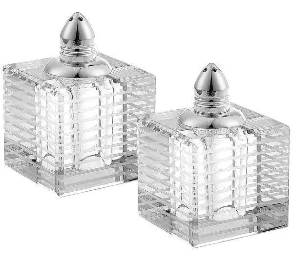 BADASH CRYSTAL Crystal Pinstripes Platinum Salt & Peppe R Shaker - One-color
