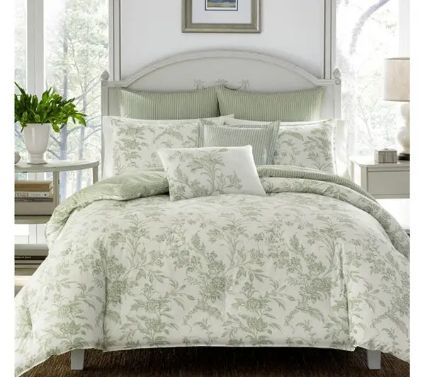 Laura Ashley Natalie Green Full/queen Duvet C Ver Multi Piec - One-color