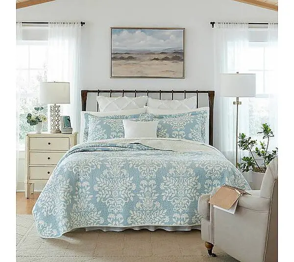 Laura Ashley Rowland Blue Full Queen Quilt-sham Set - One-color