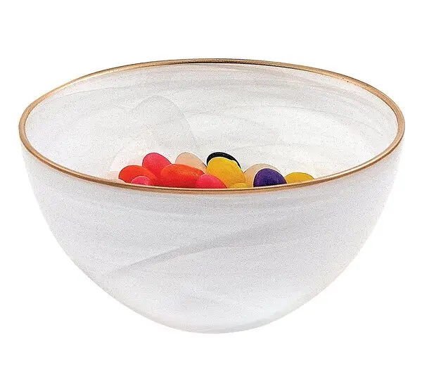 BADASH CRYSTAL Crystal Alabaster 6' Glass Bowl W/ Gold Rim - One-color