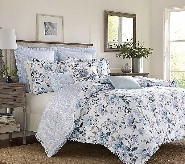 Laura Ashley Chloe Blue Twin Duvet Cover Set - One-color
