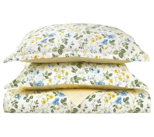 Laura Ashley Meadow Floral Blue King Duvet Cover Set - One-color