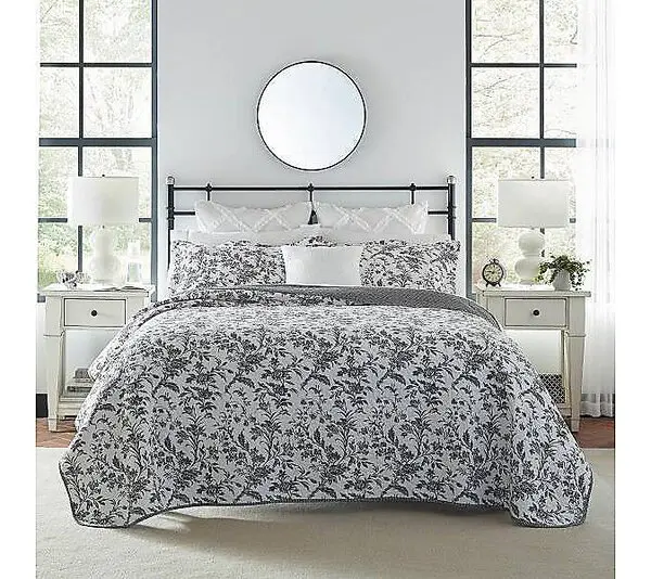 Laura Ashley Amberley Black King Quilt-sham Set - One-color