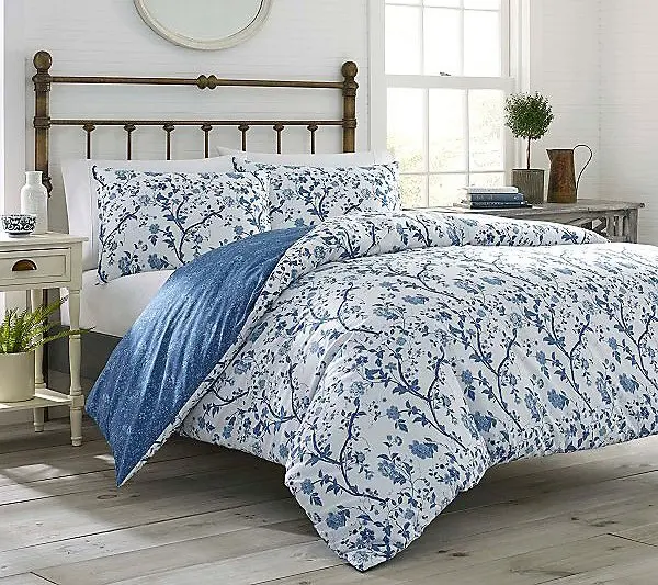 Laura Ashley Elise Blue Twin Duvet Cover Set - One-color