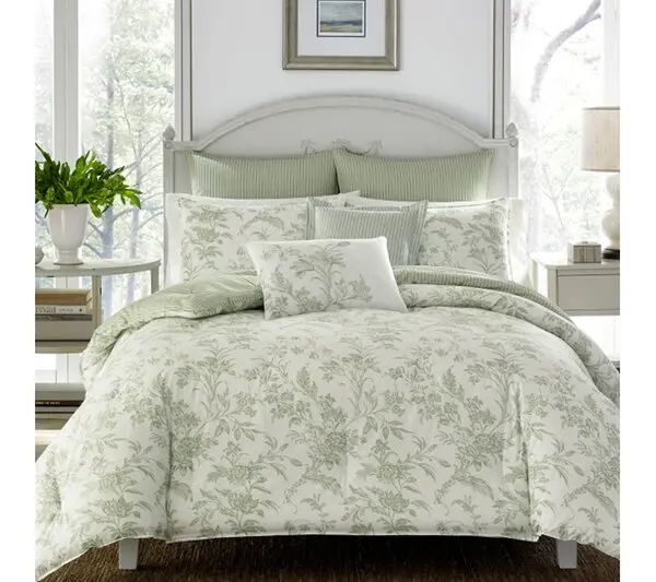 Laura Ashley Natalie Green Twin Duvet Cover M Ulti Piece Set - One-color