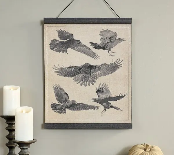 COZY COTTAGE BY LIZ MARIE Hanging Art Crows In Flight - One-color
