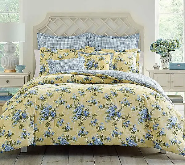 Laura Ashley Cassidy Yellow Twin Duvet Cover Onus Set - One-color