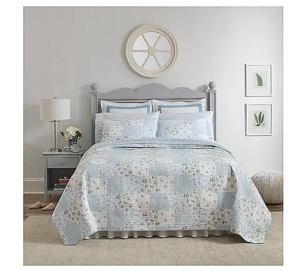 Laura Ashley Kenna Blue Twin Quilt-sham Set - One-color
