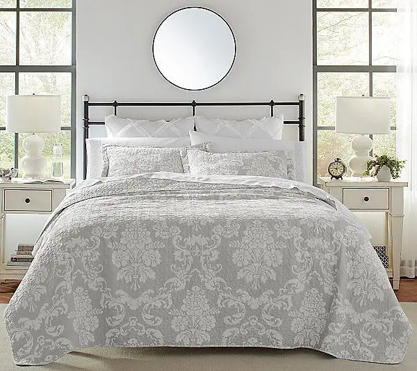 Laura Ashley Venetia Grey Twin Quilt-sham Set - One-color