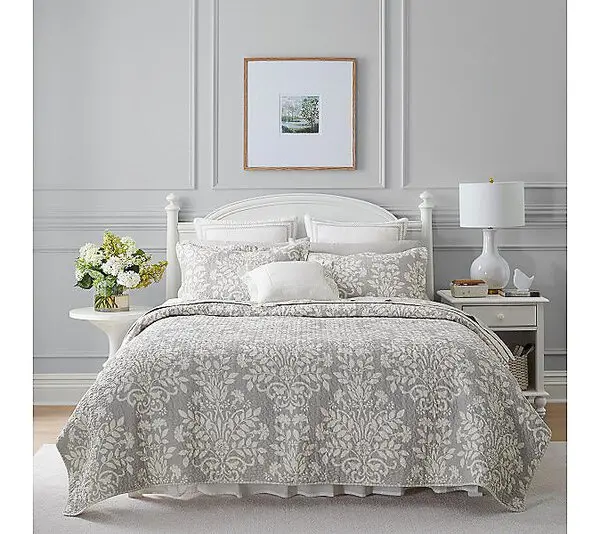 Laura Ashley Rowland Grey Twin Quilt-sham Set - One-color