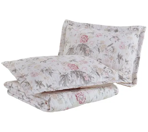 Laura Ashley Breezy Floral Grey Twin Quilt-sham Set - One-color