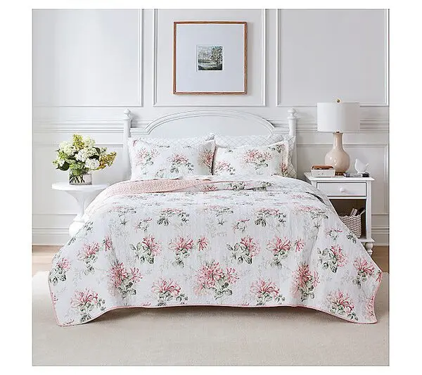 Laura Ashley Honeysuckle Pink Twin Quilt-sham Set - One-color